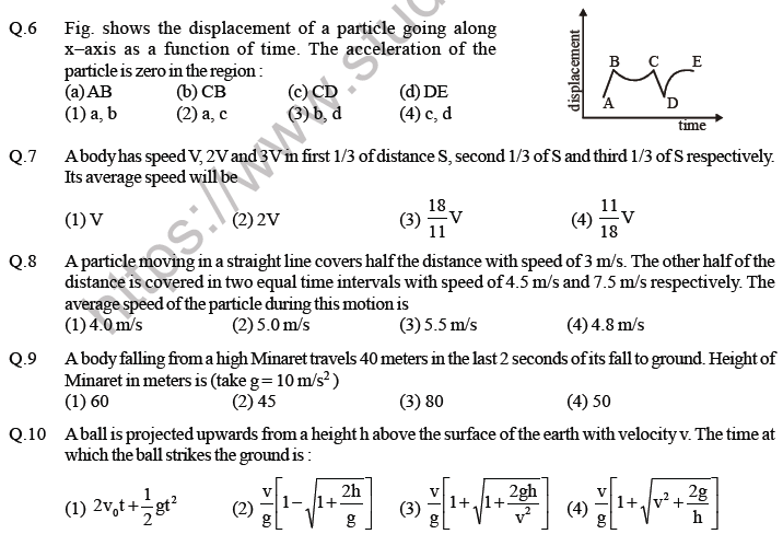 NEET Physics Kinematics MCQs Set B with Answers NEET Physics Kinematics MCQs Set B with Answers